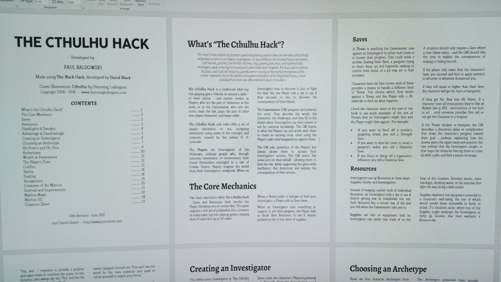 The Cthulhu Hack v1.5 Started – JUST CRUNCH GAMES